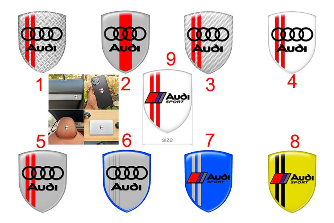 AUDI SPORT EMBLEM Domed Shield Emblem Garage Silicone Sticker Car ...