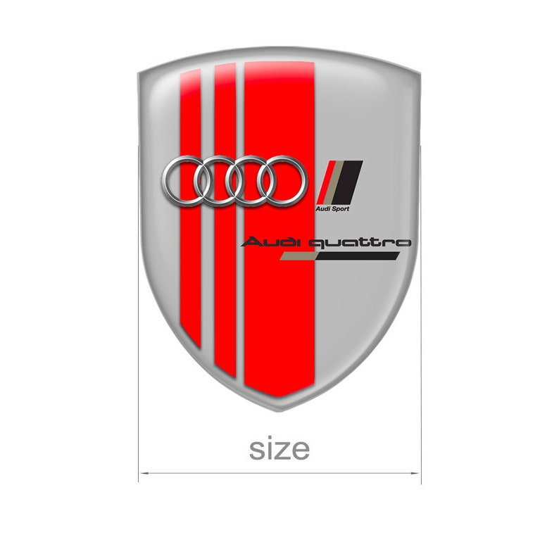 Audi Quattro ALL SIZES Domed Shield Emblem Silicone Sticker Badge Epoxy ...
