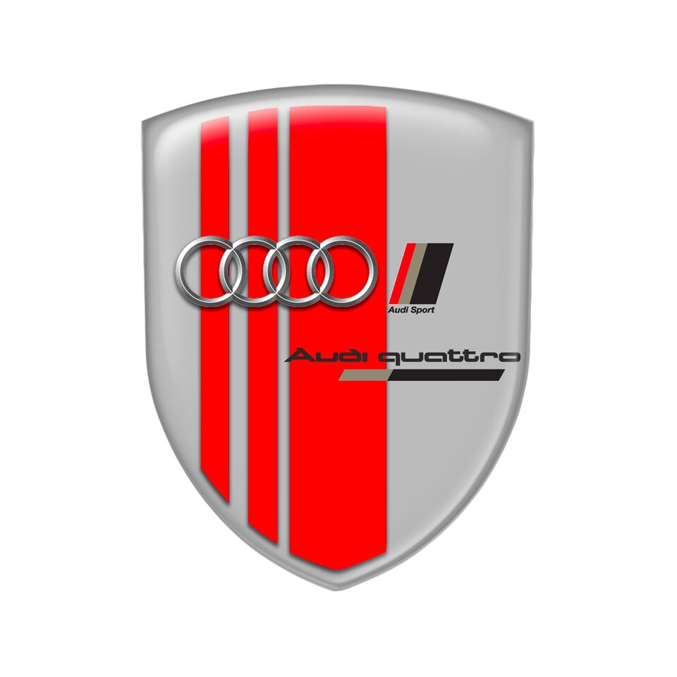 Audi Quattro ALL SIZES Domed Shield Emblem Silicone Sticker Badge Epoxy Emblem Epoxy Decal ...