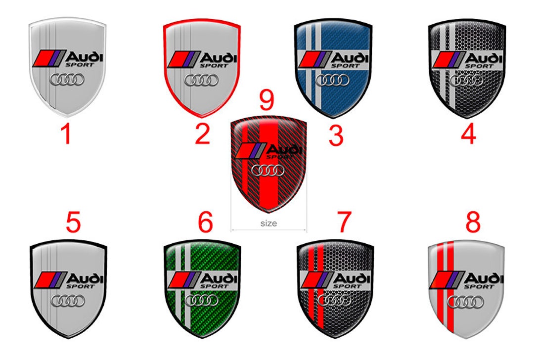 AUDI EMBLEM Domed Shield Emblem Garage Silicone Sticker Badge Epoxy ...