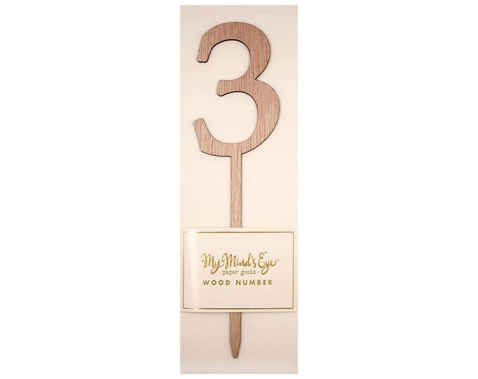 Number 3 Botanical Wood Cake Topper S7090 - Etsy