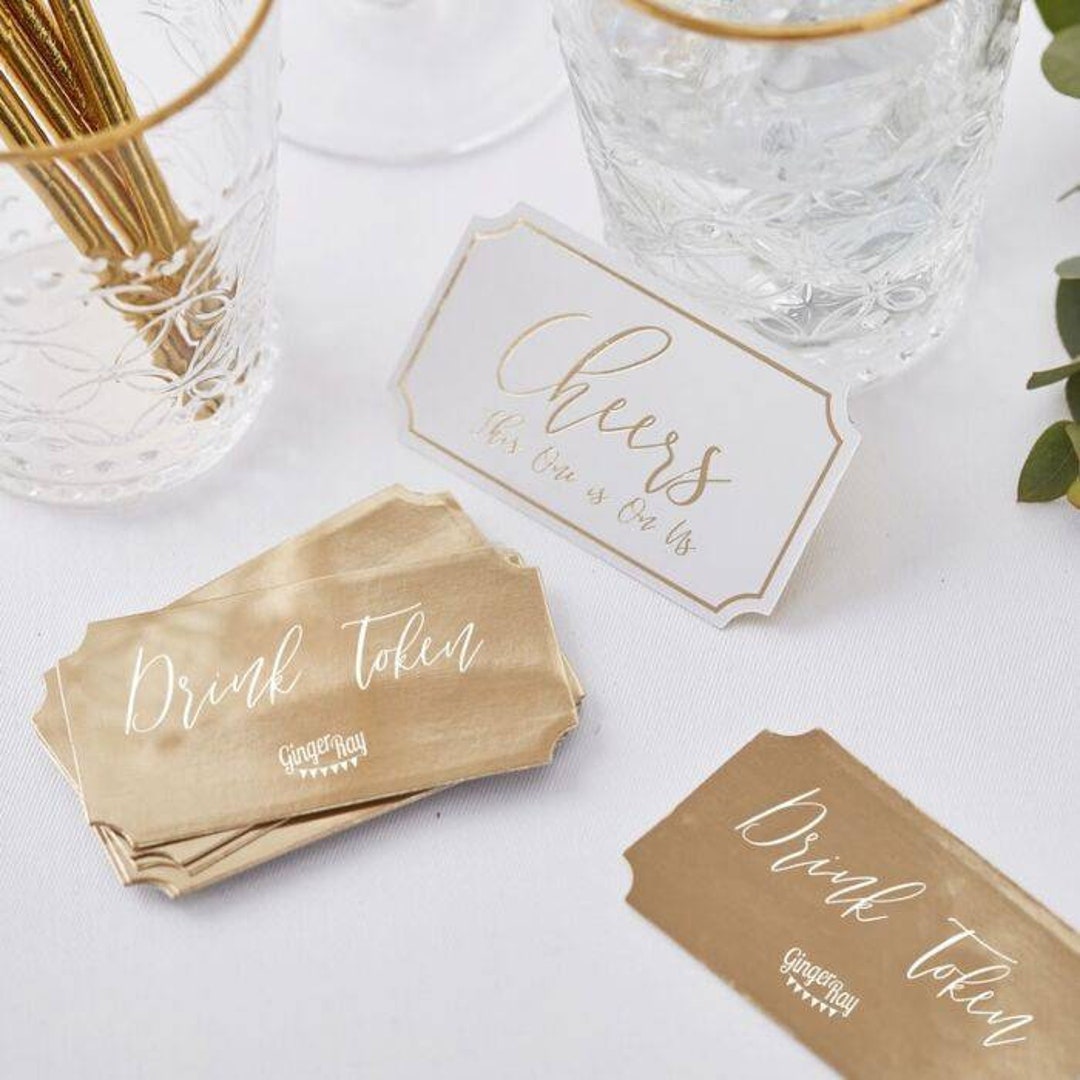 Gold Wedding Drink Tokens 25 Pack S2068 - Etsy