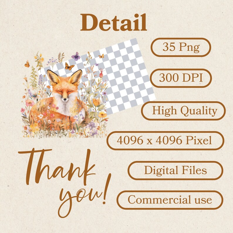 Woodland Little Fox Clip Art Set 20 PNG 300 DPI Watercolor Woodland ...