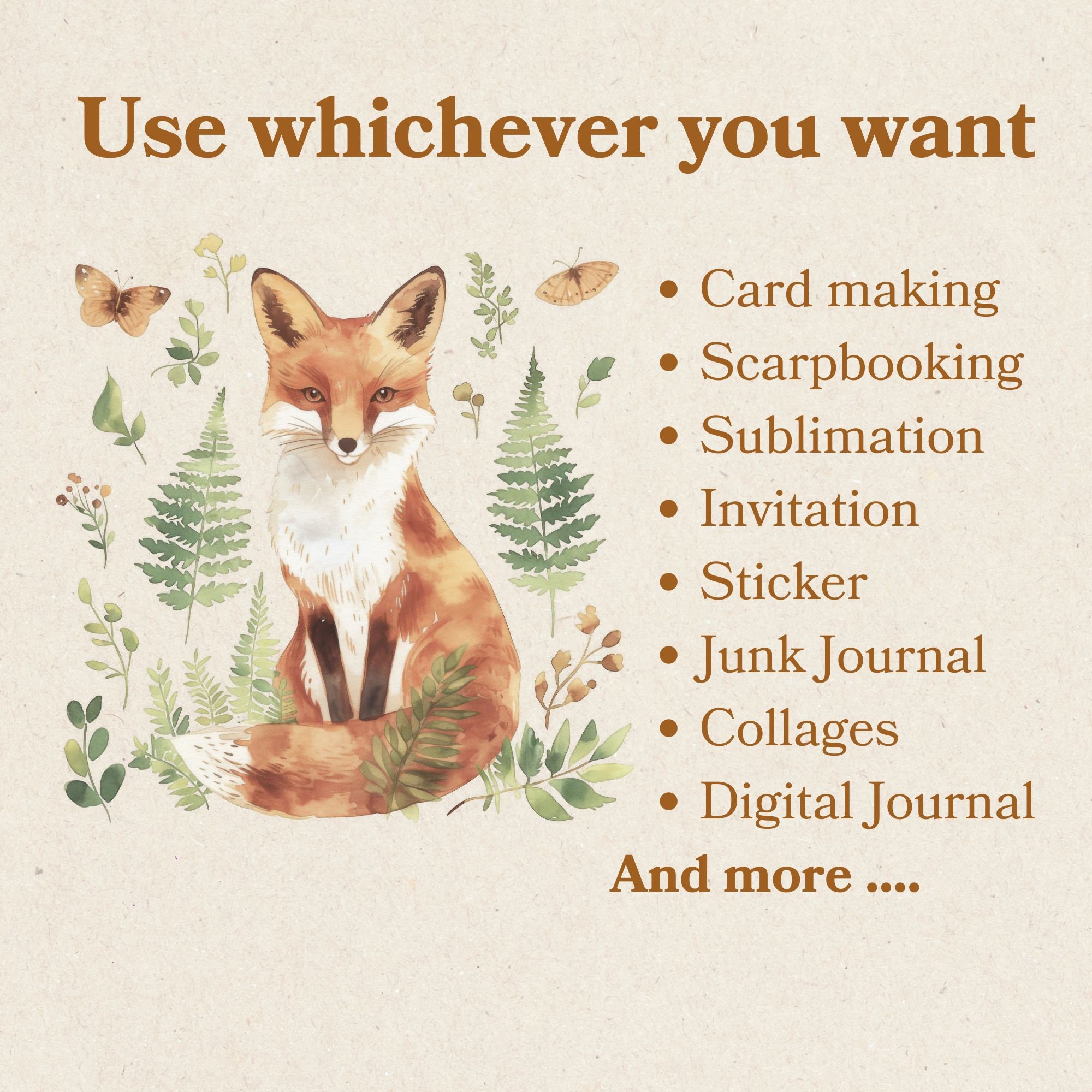 Woodland Little Fox Clip Art Set 20 PNG 300 DPI Watercolor Woodland ...