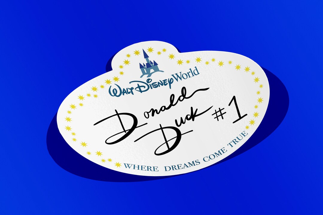 Donald Duck Autograph Name Tag Sticker - Etsy