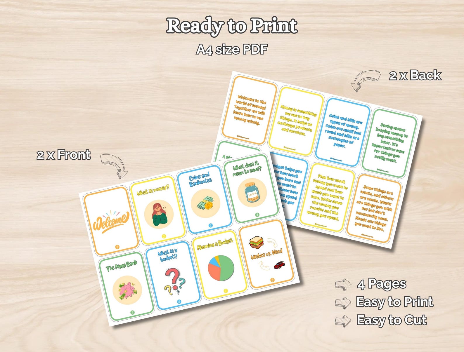 Educational Financial Literacy Flashcards for Kids Aged 4-7, Fun and ...