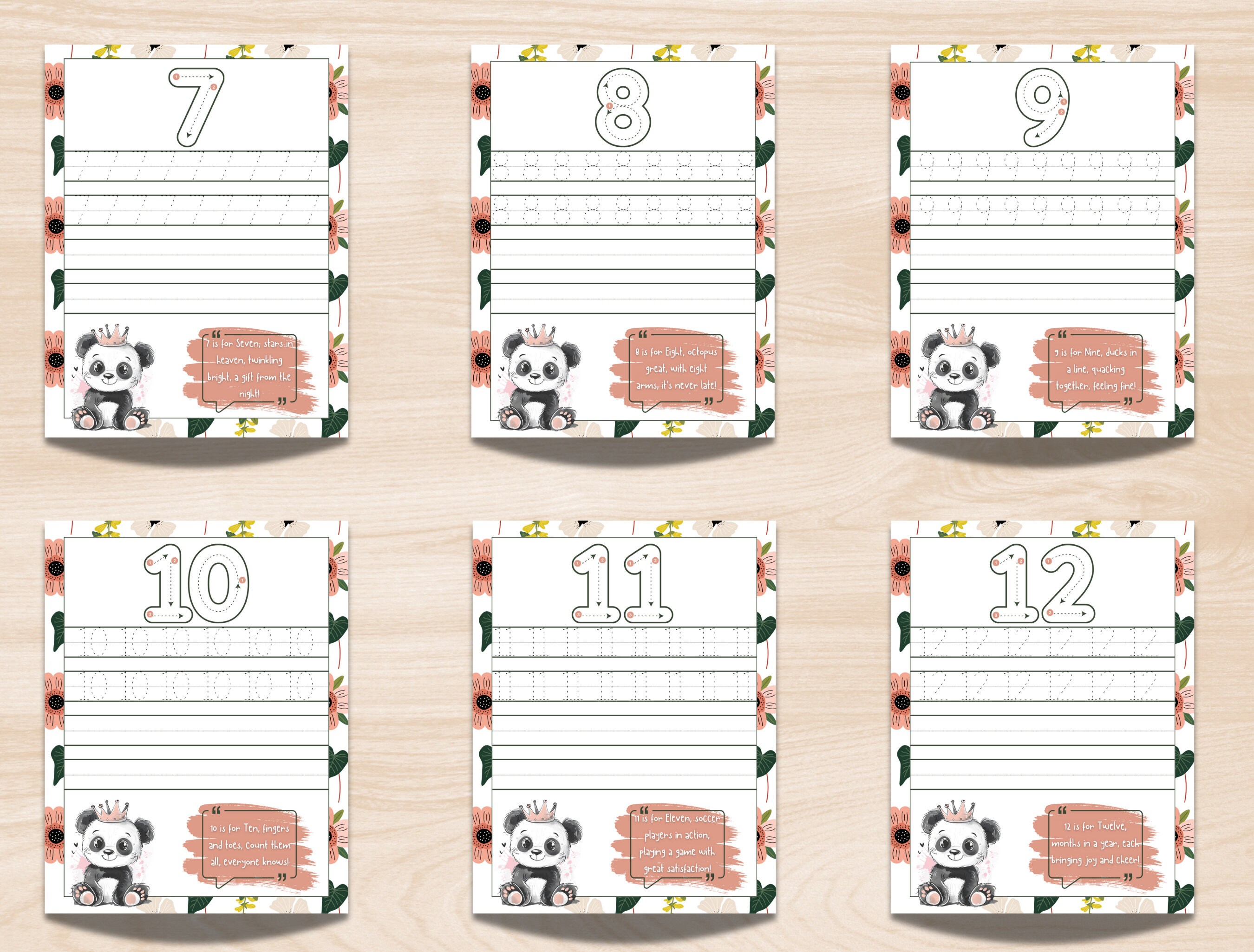 Printable Numbers Tracing Worksheets With Cute Panda Mascot ...