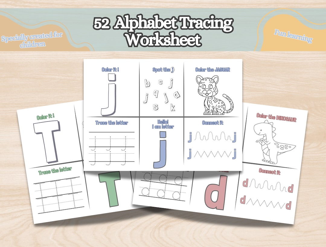 Printable Alphabet Activity Worksheets, 52 Pages, Interactive Letter ...