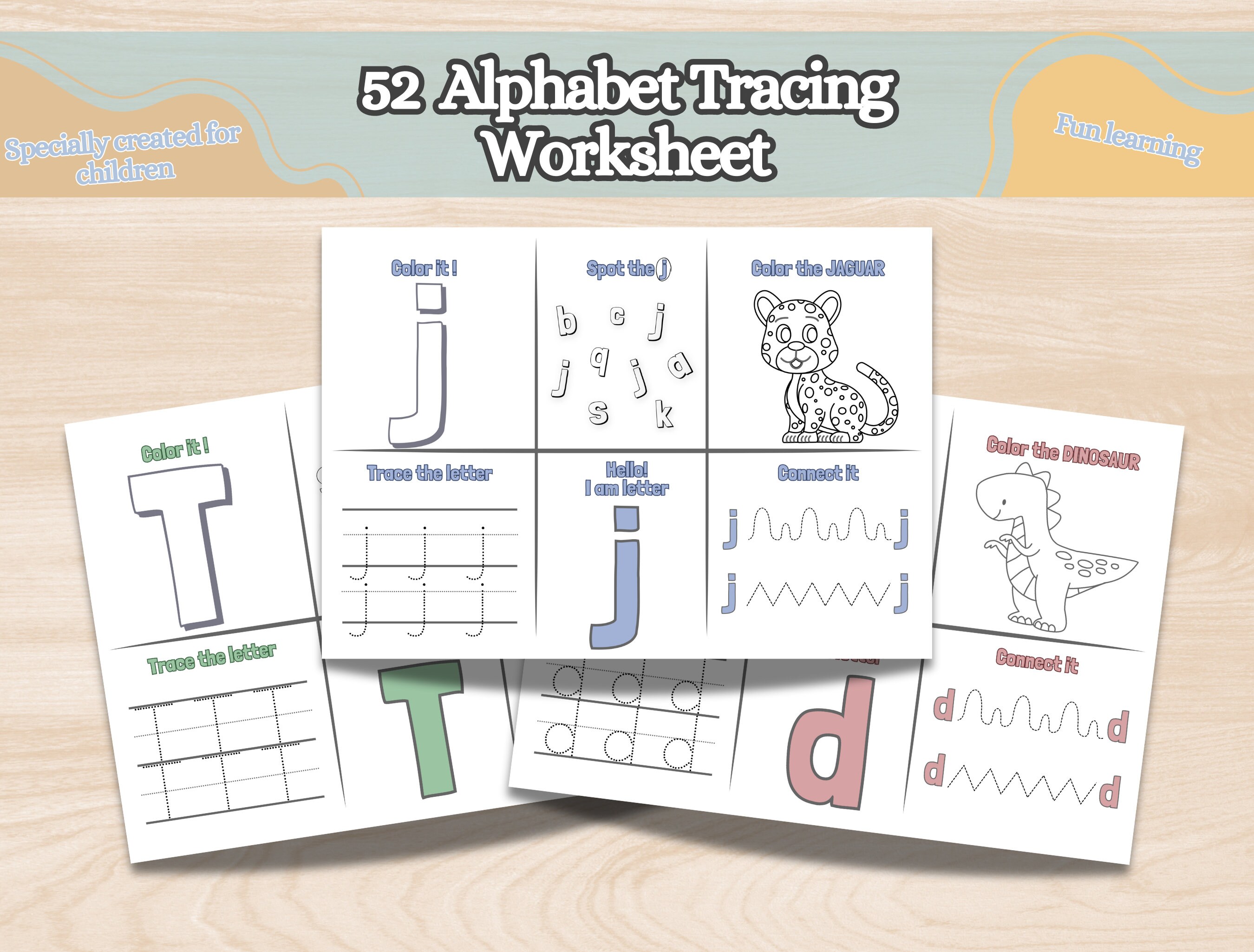 Printable Alphabet Activity Worksheets, 52 Pages, Interactive Letter ...