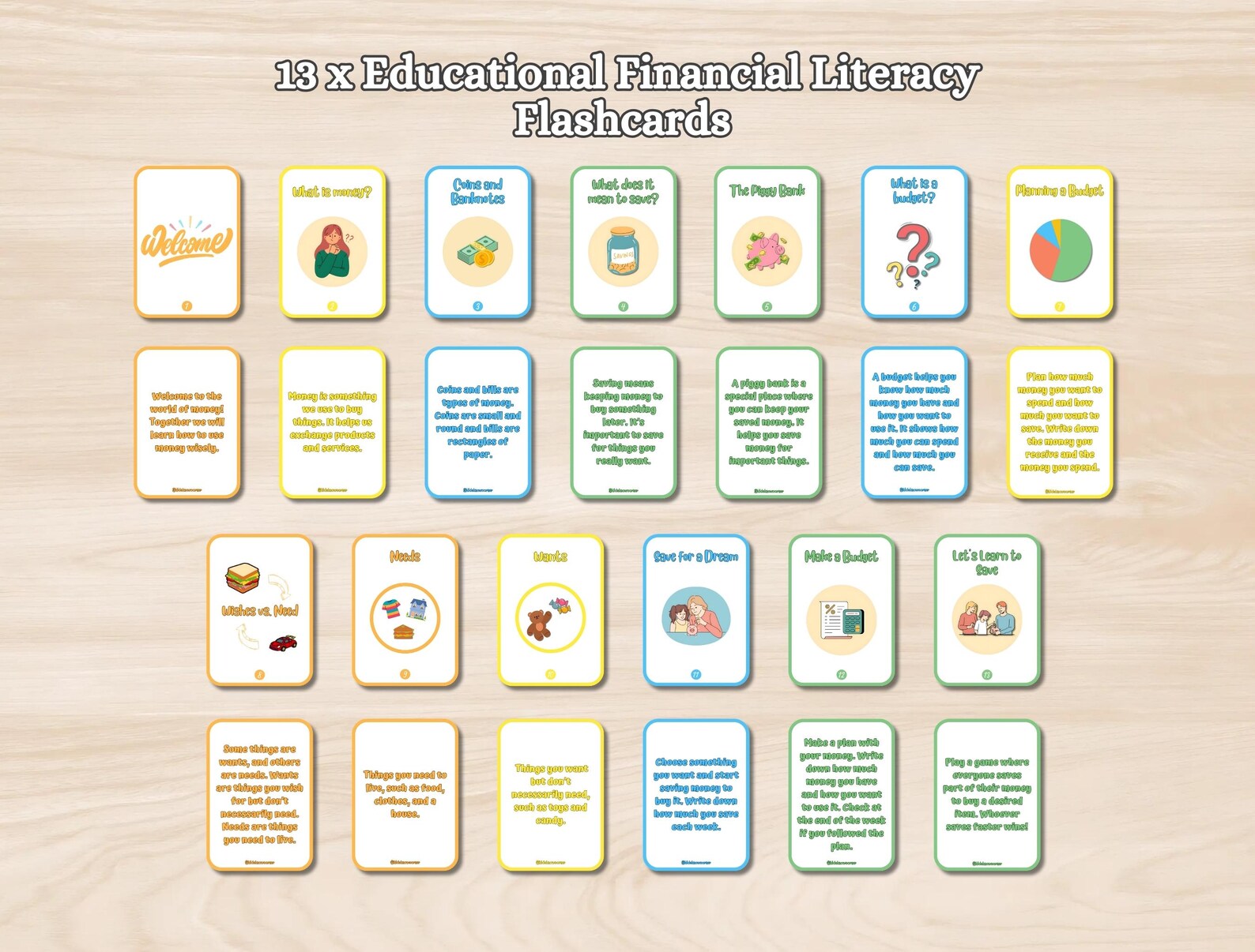 Educational Financial Literacy Flashcards for Kids Aged 4-7, Fun and ...