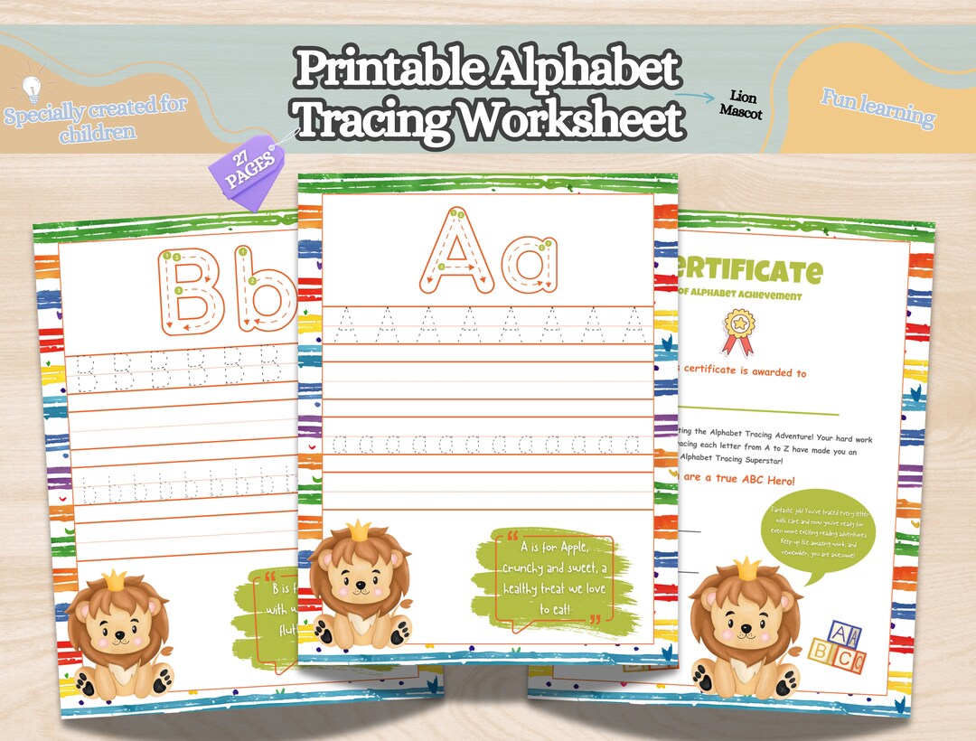 Printable Alphabet Tracing Worksheets With Colorful Stripes Border ...
