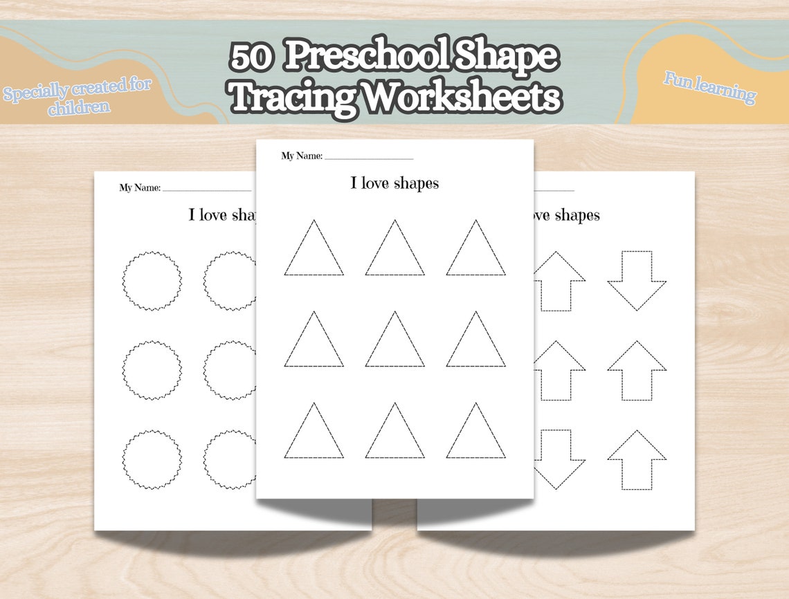 Printable Preschool Shape Tracing Worksheets, Basic Shapes for Early ...