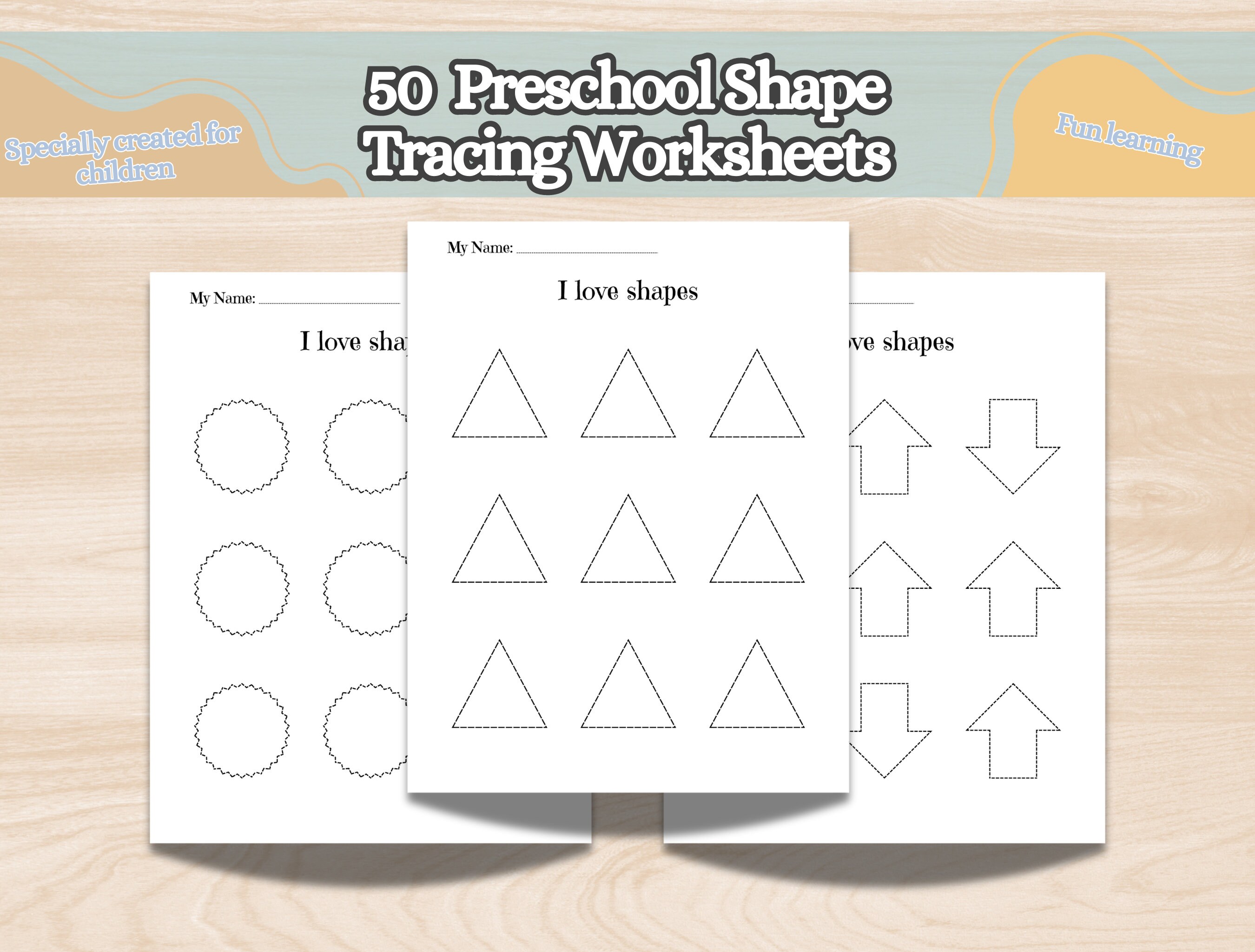 Printable Preschool Shape Tracing Worksheets, Basic Shapes for Early ...
