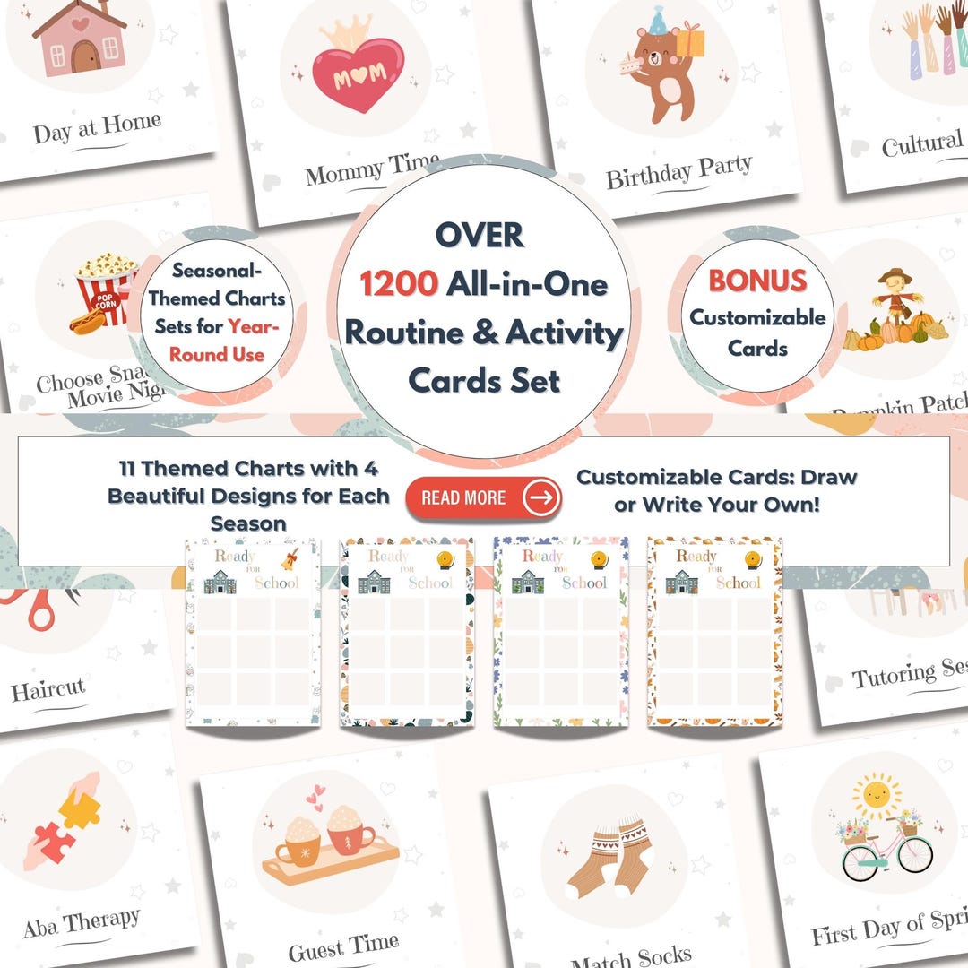 All-in-one Daily Routine & Activity Cards Set for Kids Montessori ...