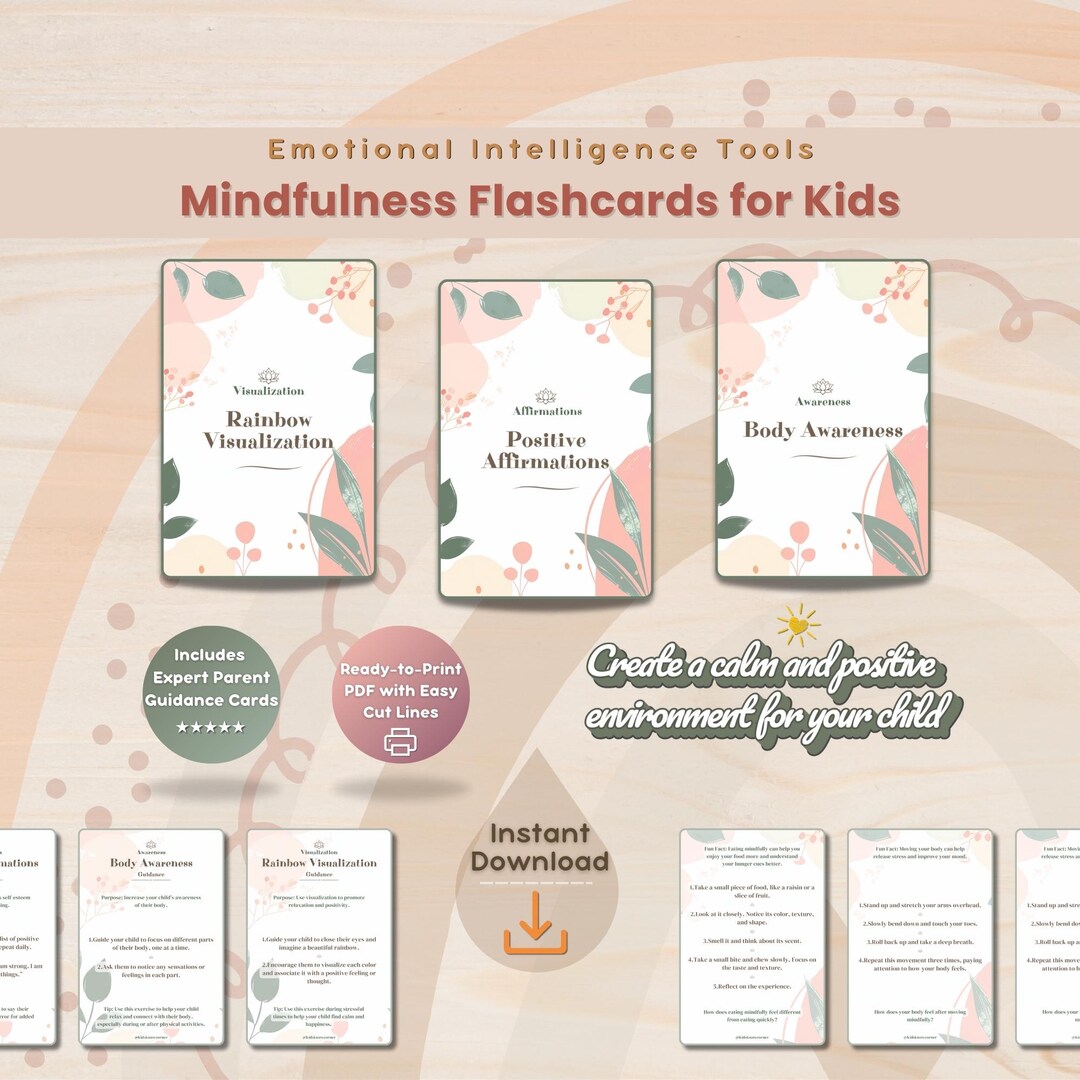 Mindfulness Flashcards for Kids Emotional Intelligence Activities With ...