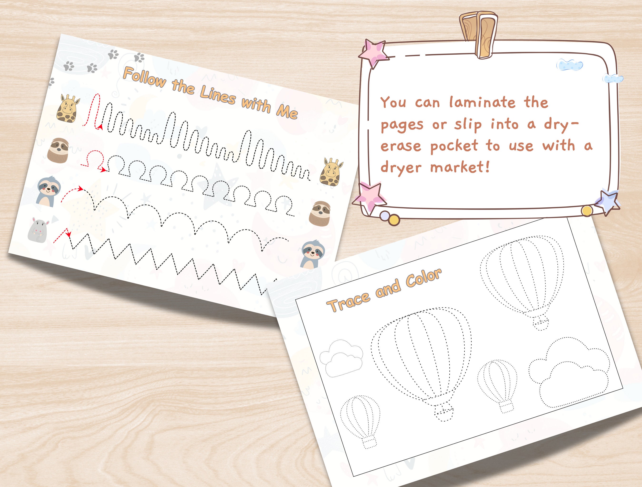 Tracing Practice, Trace and Color, Pre-writing Worksheets, Toddler ...