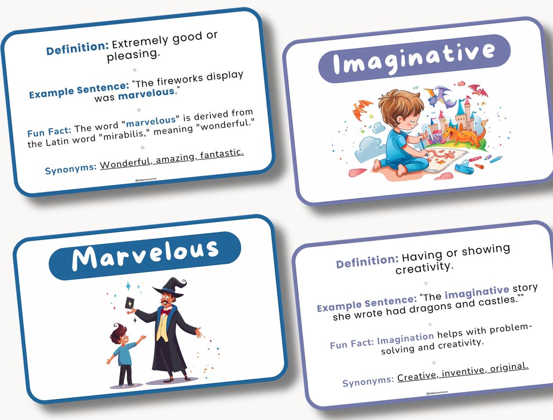 30 Word of the Day Flashcards for Kids Daily Vocabulary Building, Fun ...