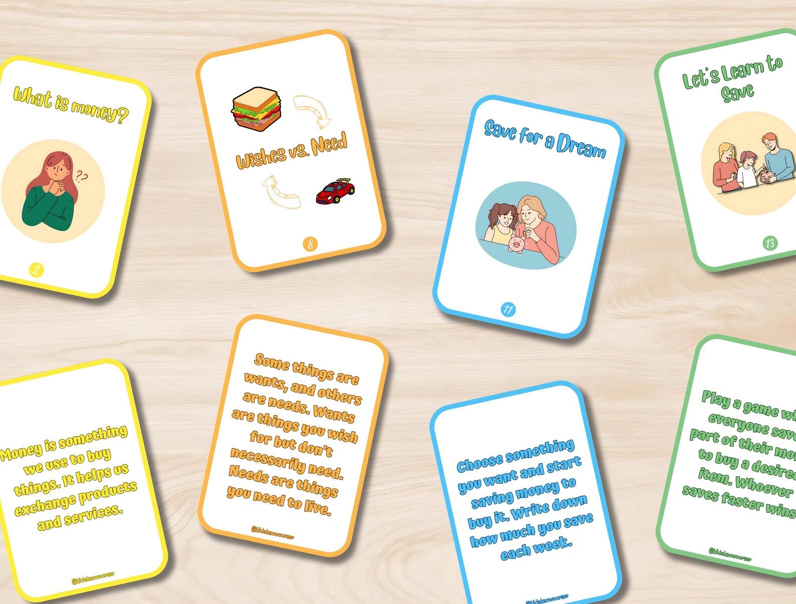 Educational Financial Literacy Flashcards for Kids Aged 4-7, Fun and ...