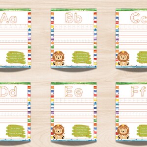 Printable Alphabet Tracing Worksheets With Colorful Stripes Border ...