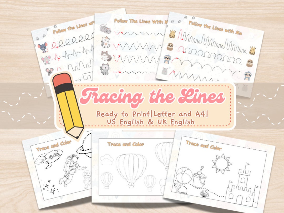 Tracing Practice, Trace and Color, Pre-writing Worksheets, Toddler ...