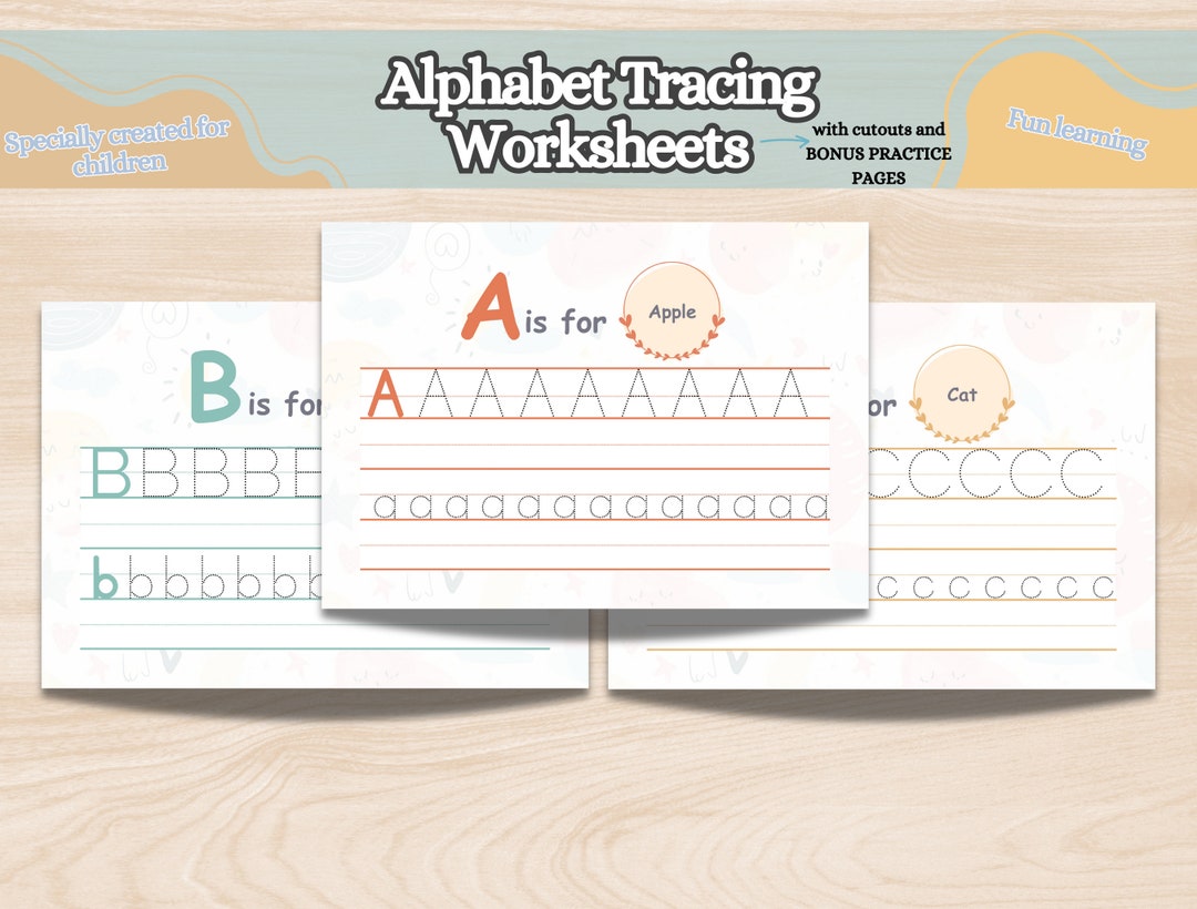 Printable Alphabet Practice, ABC Tracing Worksheets, Handwriting ...