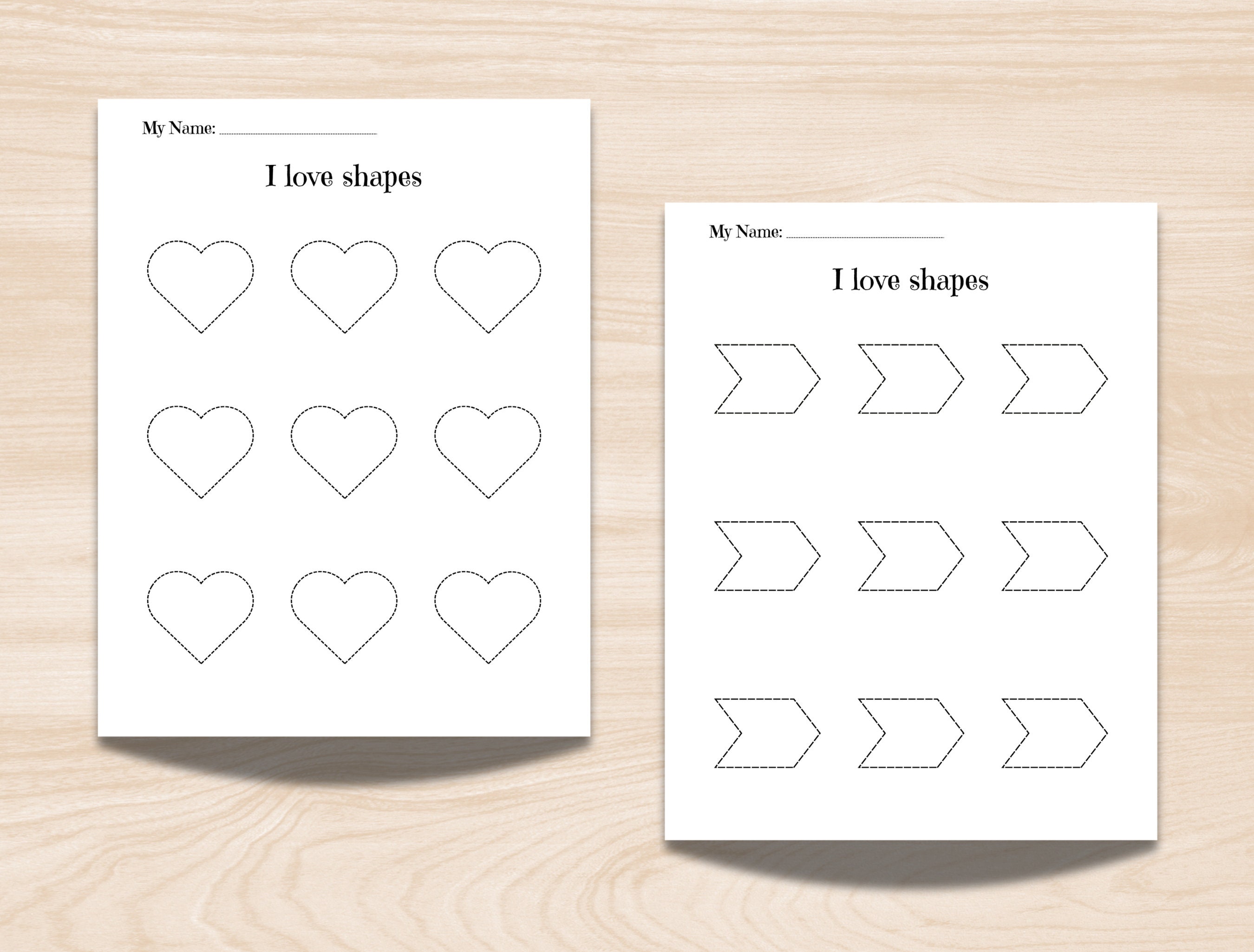 Printable Preschool Shape Tracing Worksheets, Basic Shapes for Early ...