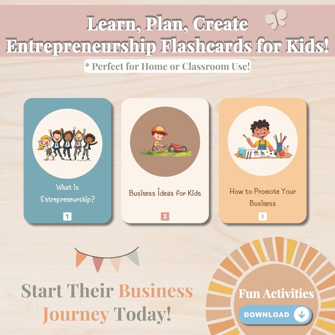 Entrepreneurship Flashcards for Kids, Fun Business Learning Printable ...