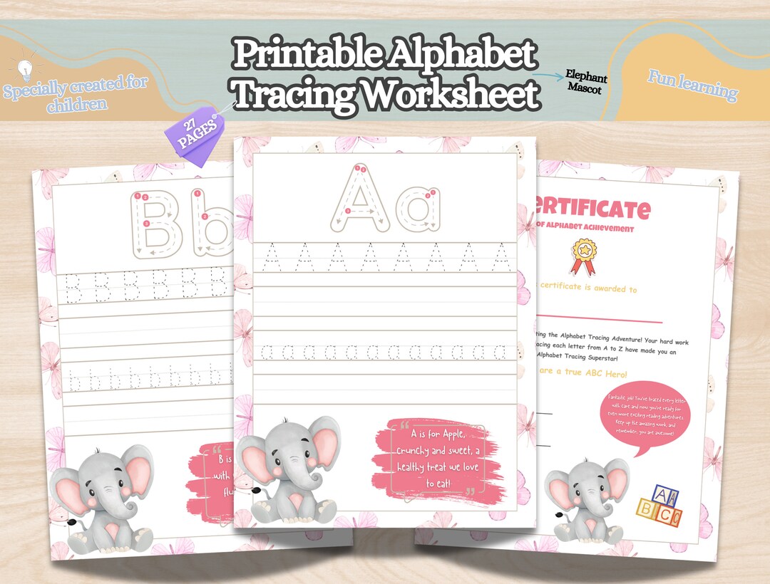 Printable Alphabet Tracing Worksheets With Pink Butterflies Border ...