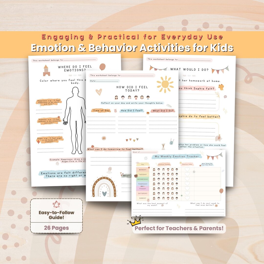 Emotion & Behavior Worksheets for Kids Fun Interactive SEL Activities ...
