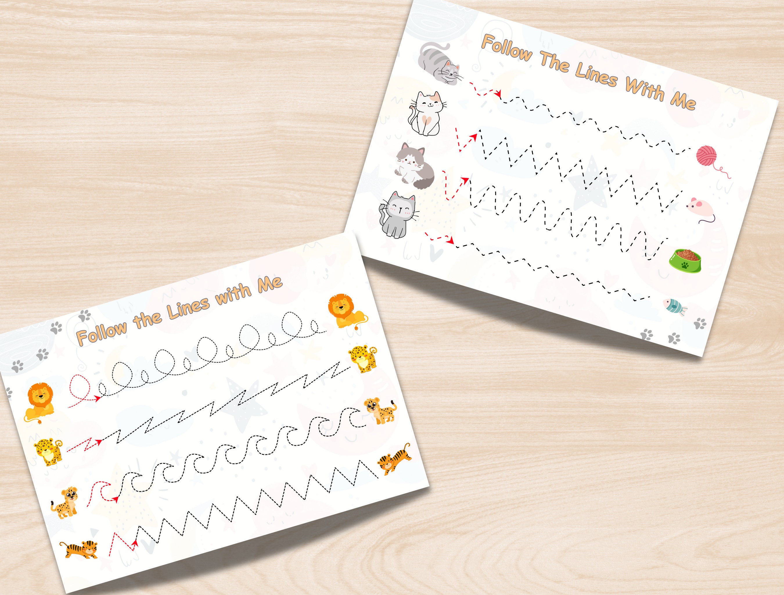 Printable Tracing Practice Worksheets, Trace and Color, Pre-writing ...