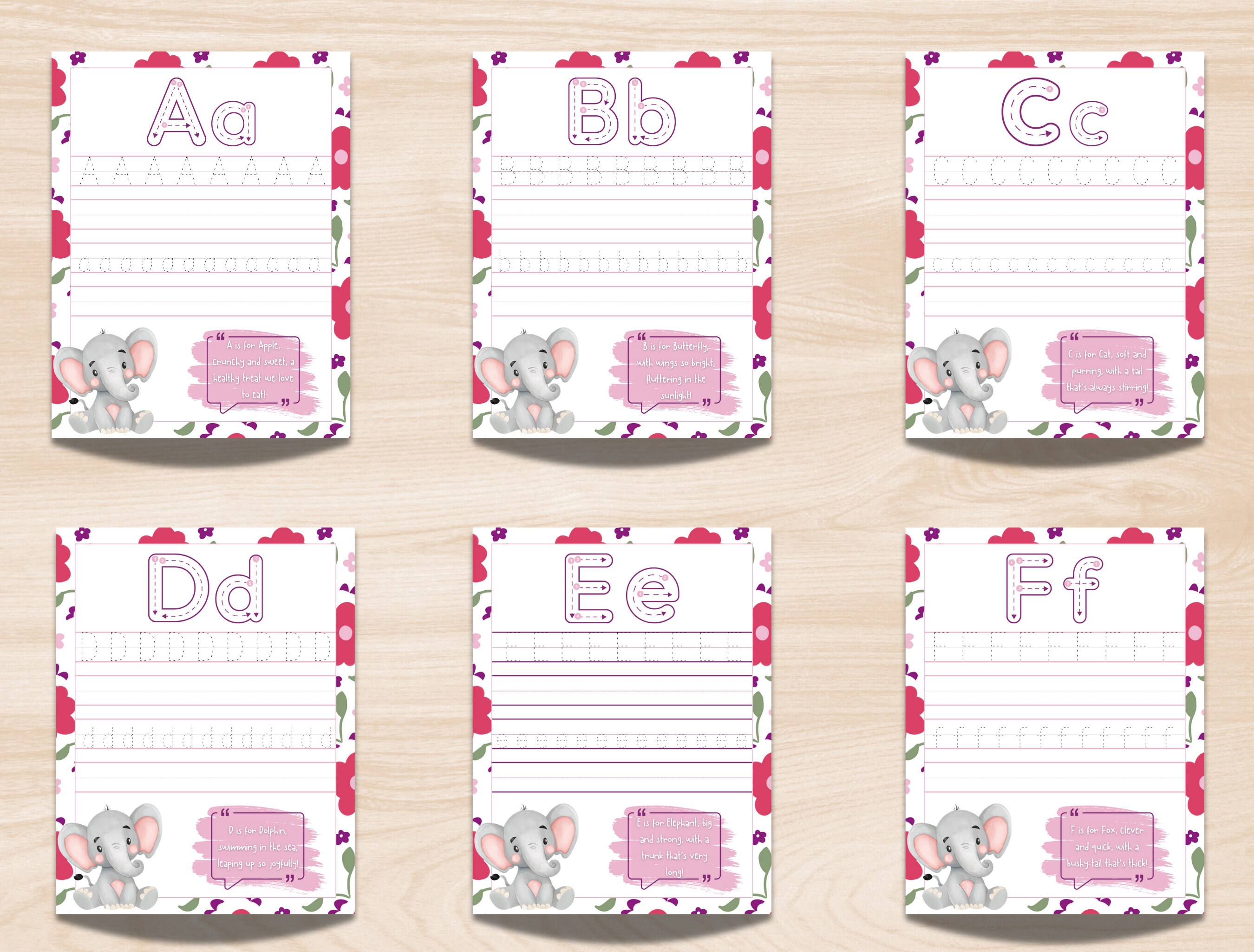 Printable Alphabet Tracing Worksheets With Pink Flowers Border, Cute ...