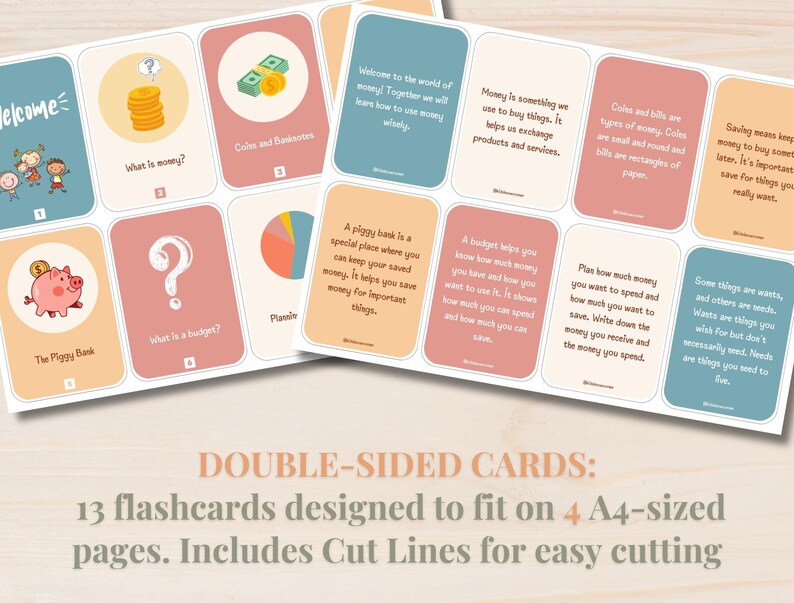 Financial Literacy Flashcards for Kids, Fun Money Learning Printable ...