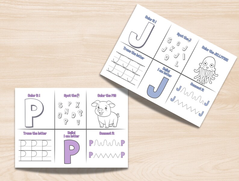 Printable Alphabet Activity Worksheets, 52 Pages, Interactive Letter ...