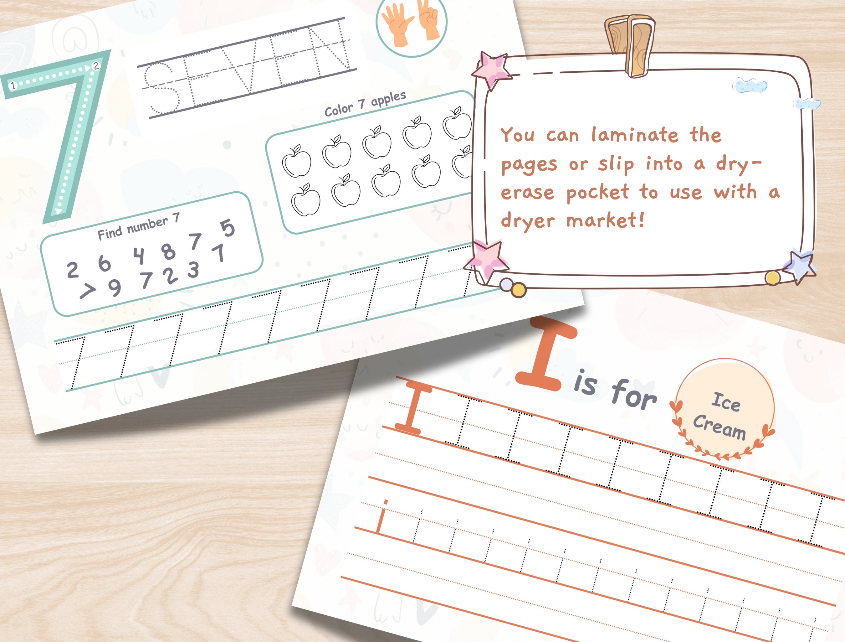 Tracing Worksheets Preschool and Pre-k, 1-10, Alphabet Tracing, Instant ...