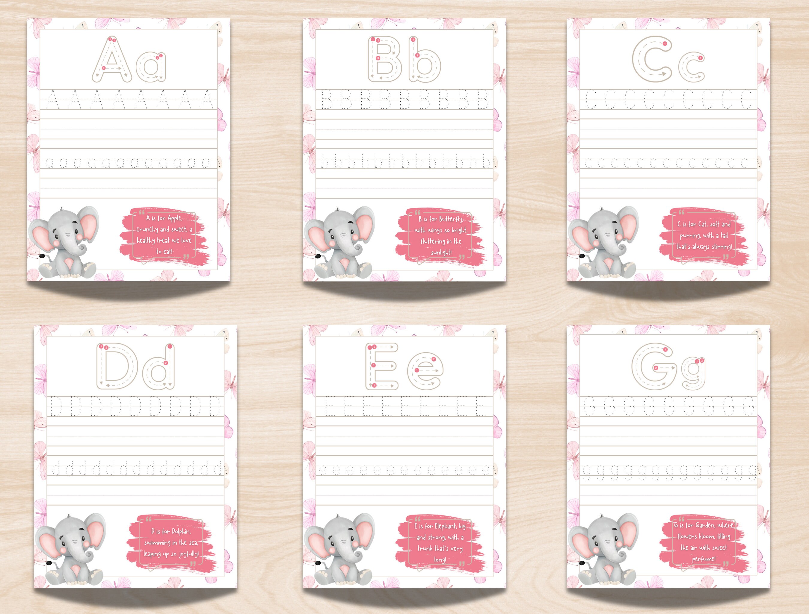 Printable Alphabet Tracing Worksheets With Pink Butterflies Border ...