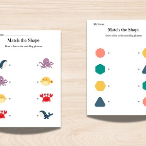 Printable Matching Worksheets, Match the Shape, Match the Color ...