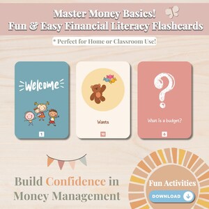 Financial Literacy Flashcards for Kids, Fun Money Learning Printable ...