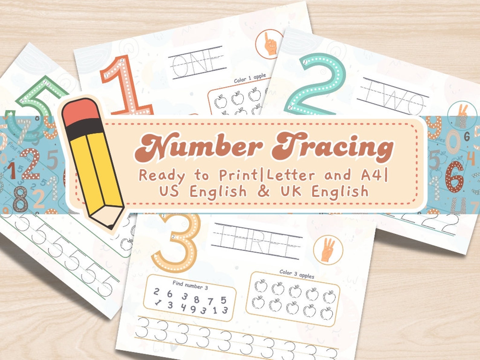 Number Tracing Preschool and Pre-k, 1-10, Traceable Numbers, Instant ...