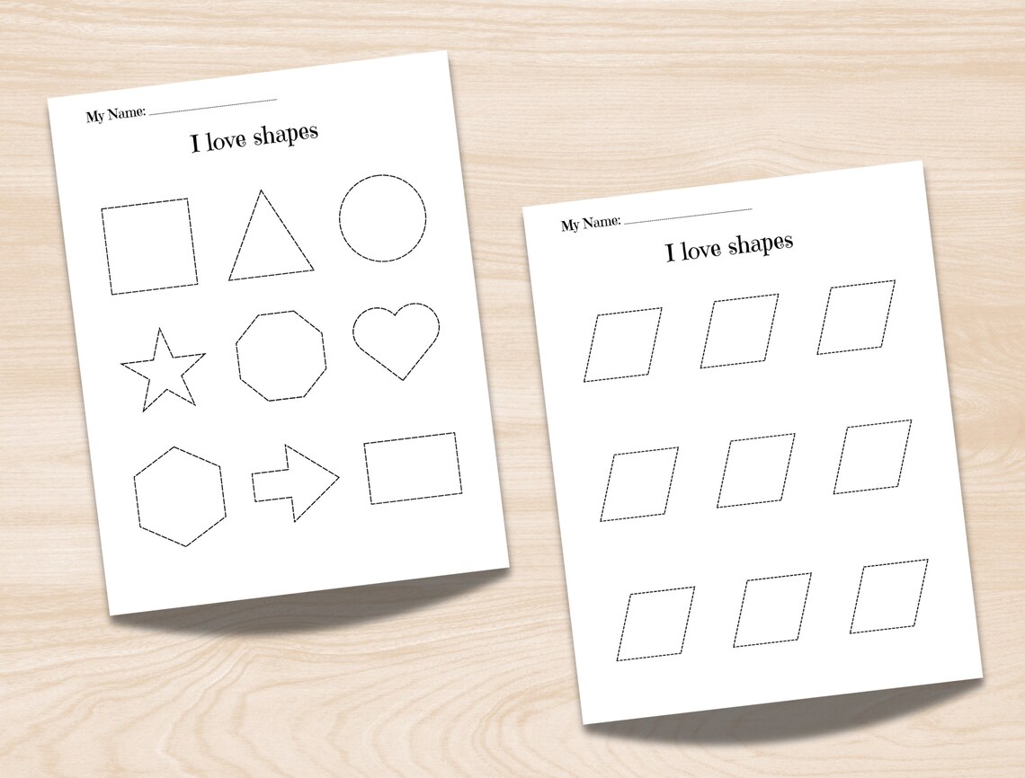 Printable Preschool Shape Tracing Worksheets, Basic Shapes for Early ...