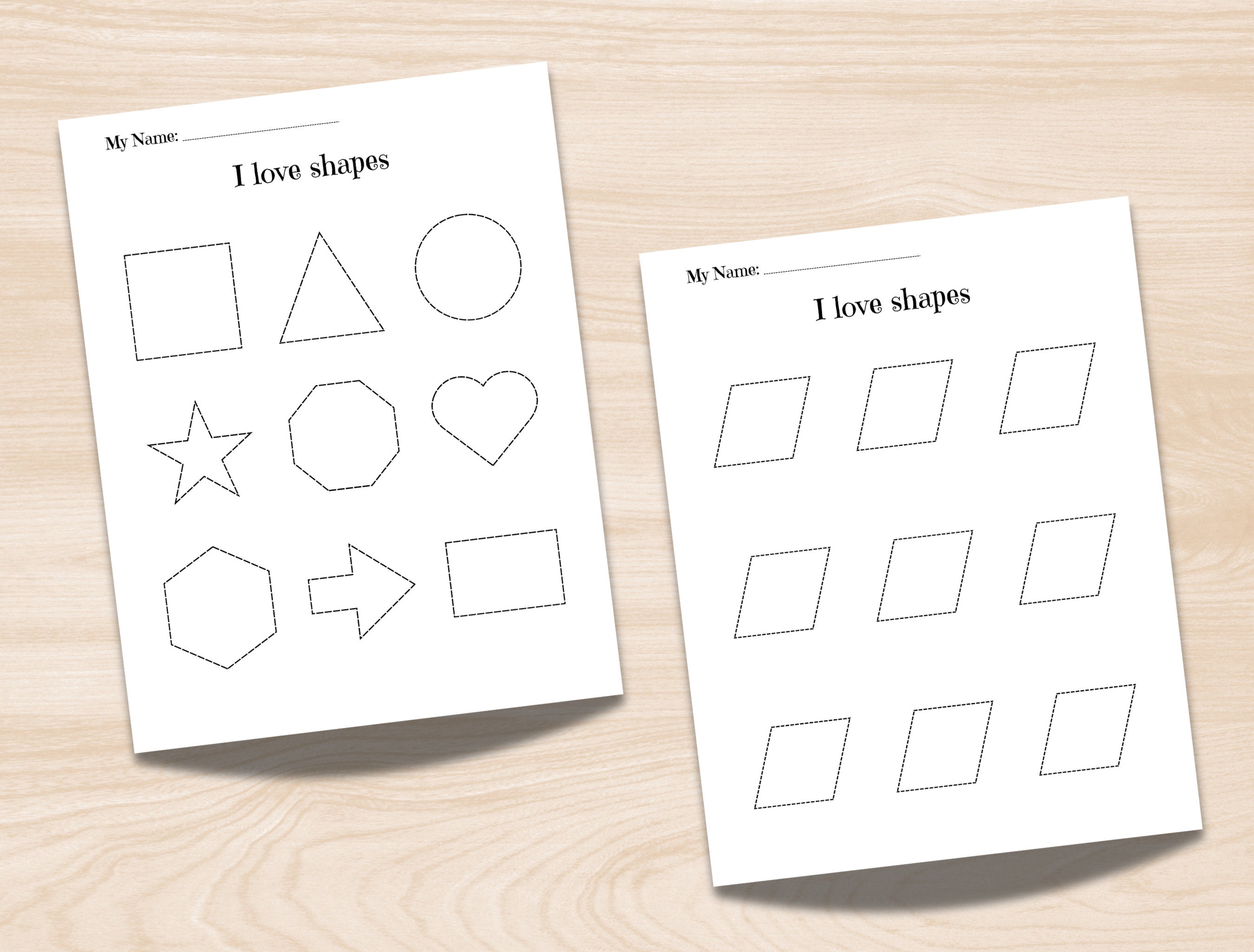 Printable Preschool Shape Tracing Worksheets, Basic Shapes for Early ...