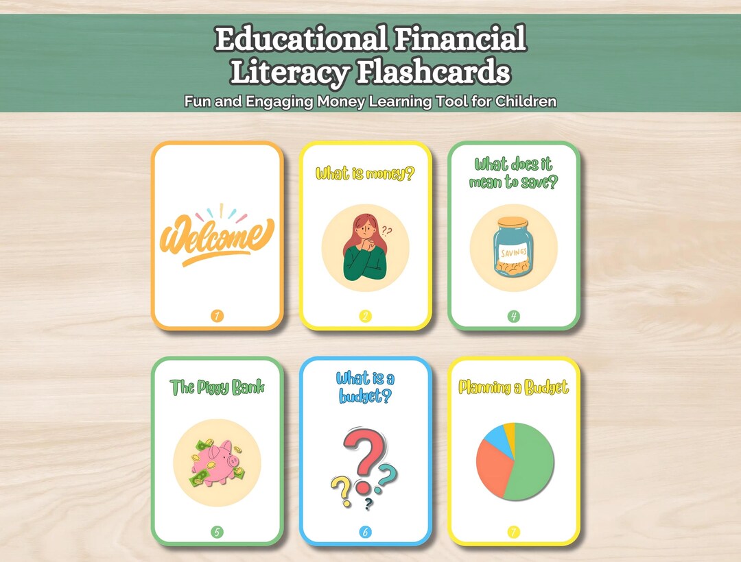 Educational Financial Literacy Flashcards for Kids Aged 4-7, Fun and ...