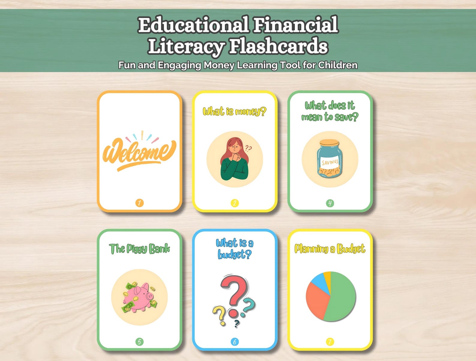 Educational Financial Literacy Flashcards for Kids Aged 4-7, Fun and ...