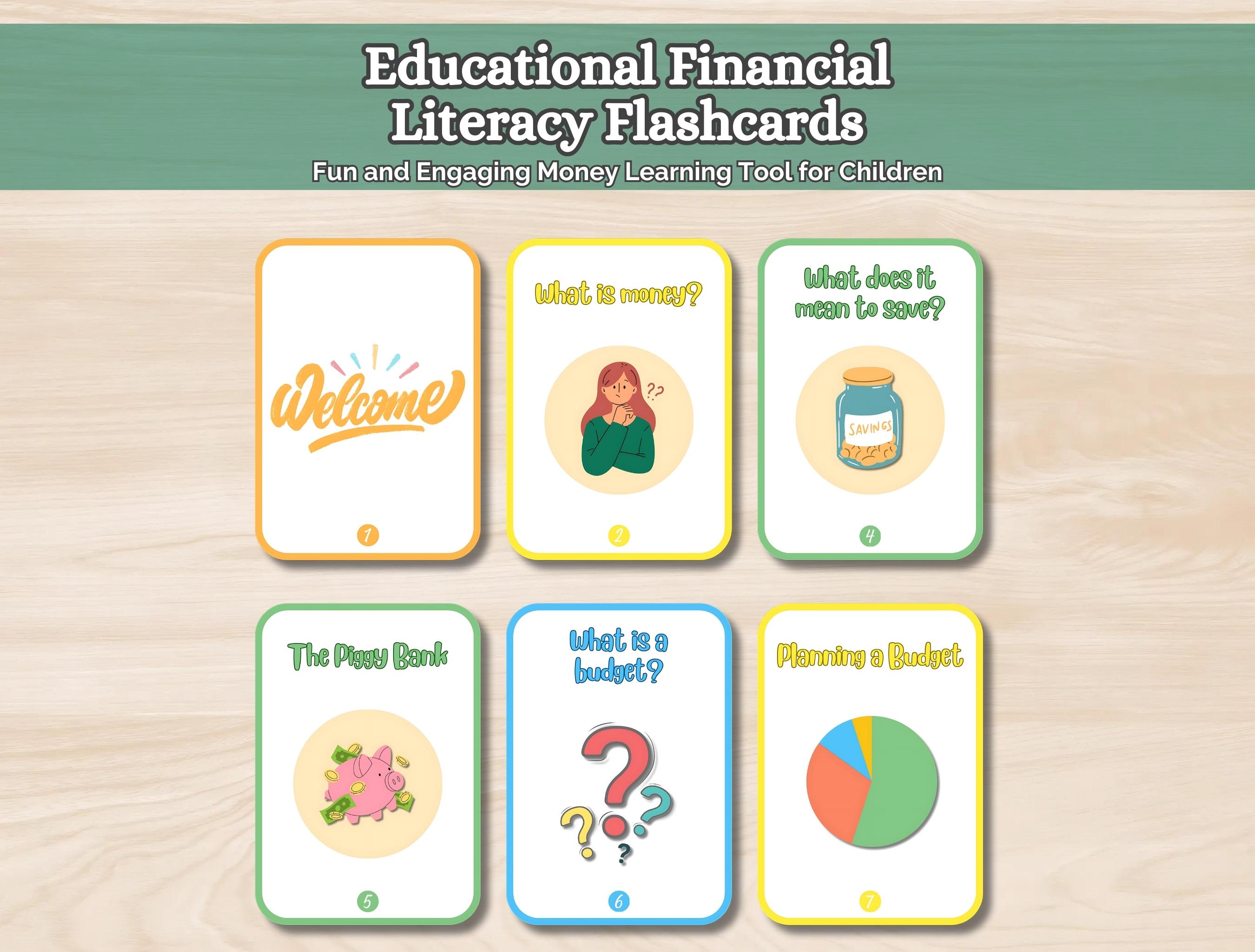 Educational Financial Literacy Flashcards for Kids Aged 4-7, Fun and ...