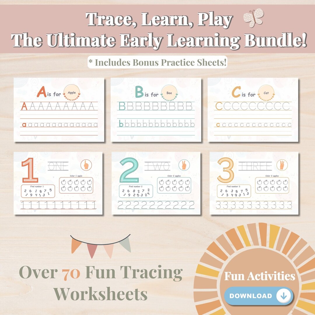 Tracing Worksheets Bundle for Preschool and Pre-k, Alphabet A-Z ...