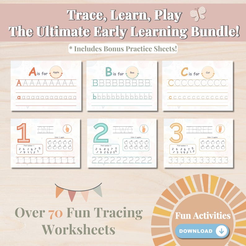 Tracing Worksheets Bundle for Preschool and Pre-k, Alphabet A-Z ...