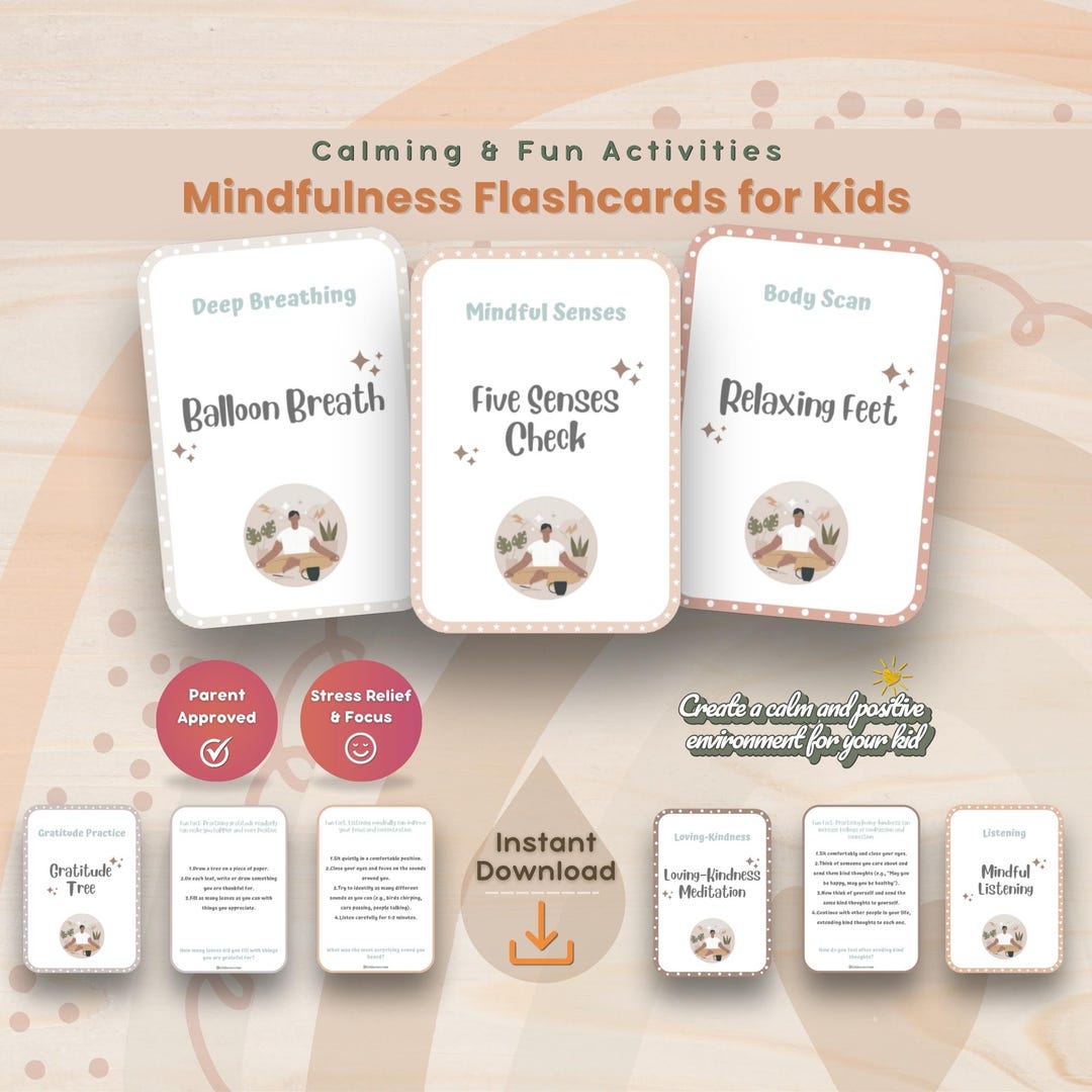 Mindfulness Flashcards for Kids Fun & Educational Stress Relief ...