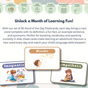 30 Word of the Day Flashcards for Kids Daily Vocabulary Building, Fun ...