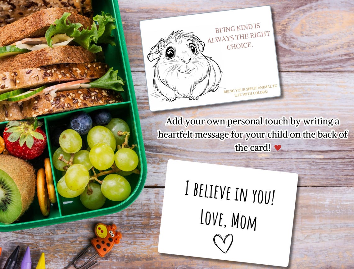 Motivational Lunchbox Notes & Coloring Cards for Kids 30 Printable and ...