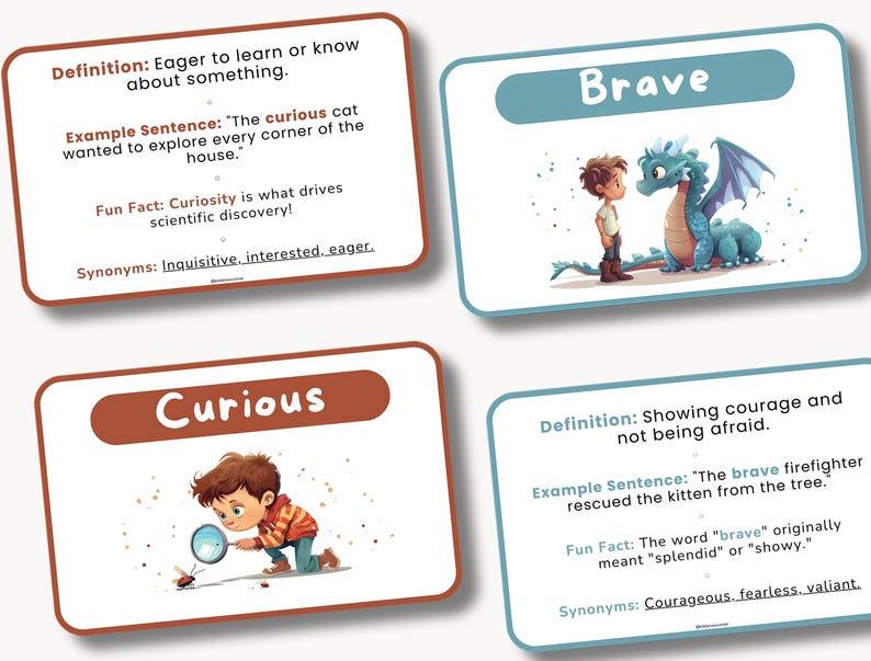 30 Word of the Day Flashcards for Kids Daily Vocabulary Building, Fun ...