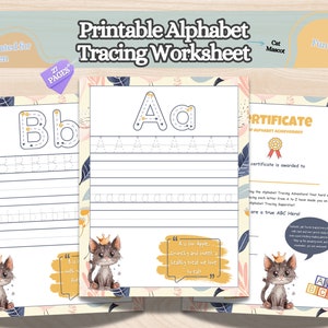 Printable Alphabet Tracing Worksheets With Pastel-themed Border and ...